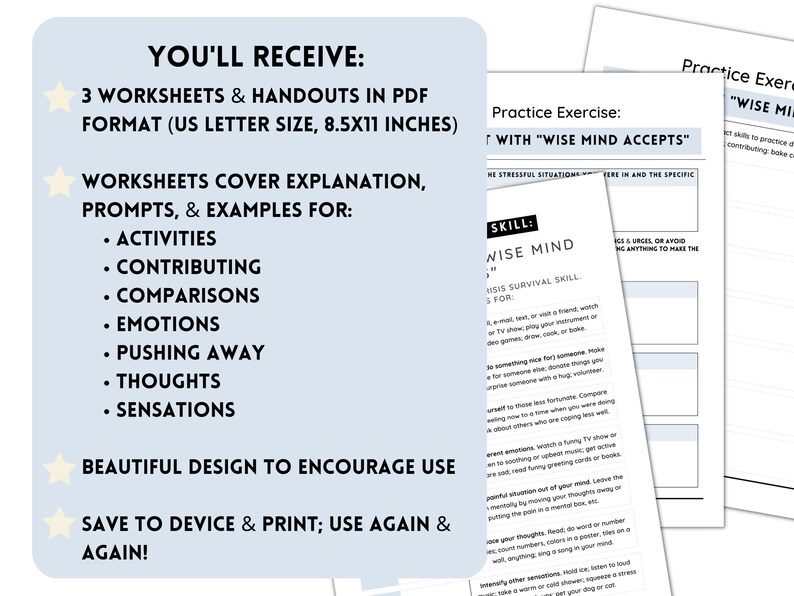 DBT ACCEPTS Skill Training Worksheets & Handouts DBT Skills - Etsy