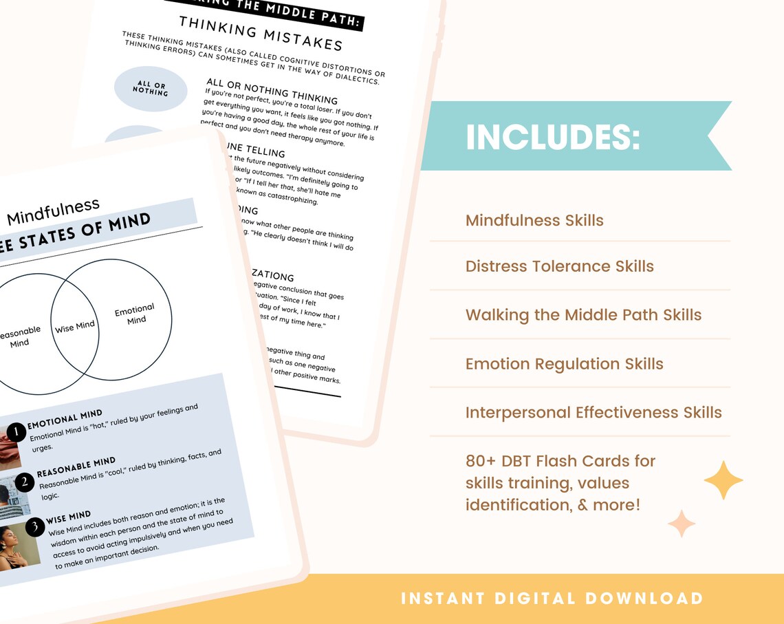DBT Bundle DBT Flash Cards, Therapy Worksheets, DBT Skills Training ...