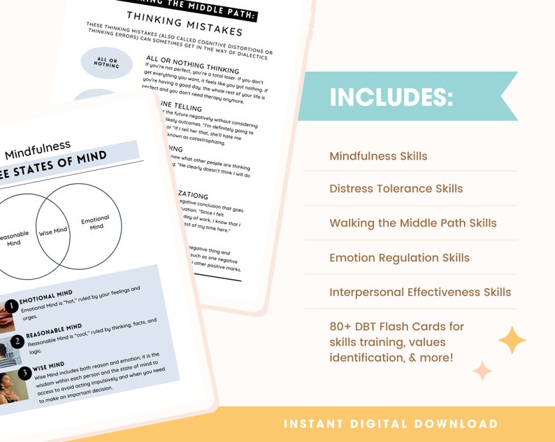 DBT Bundle DBT Flash Cards, Therapy Worksheets, DBT Skills Training ...