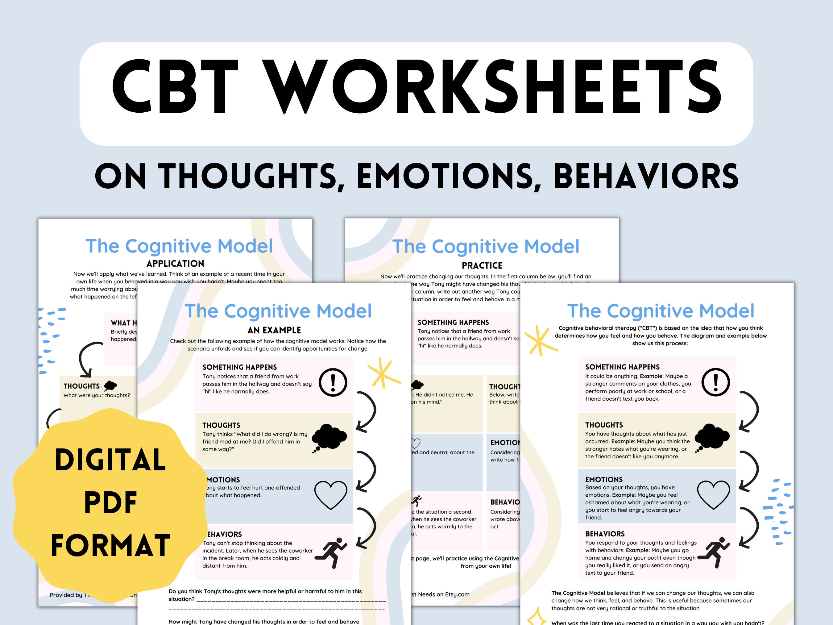 CBT Worksheets Therapy Tools for Teens and Adults Counseling - Etsy
