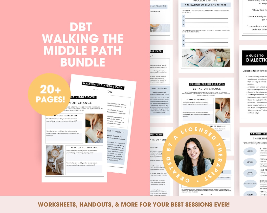 DBT Bundle: Walking the Middle Path Worksheets & Handouts, DBT Skills ...
