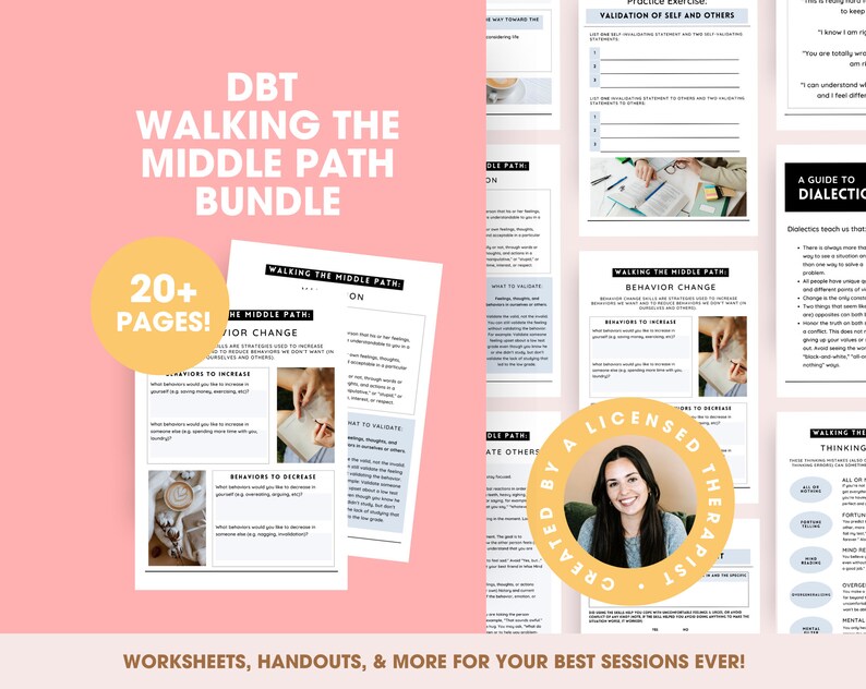 DBT Bundle: Walking the Middle Path Worksheets & Handouts, DBT Skills ...