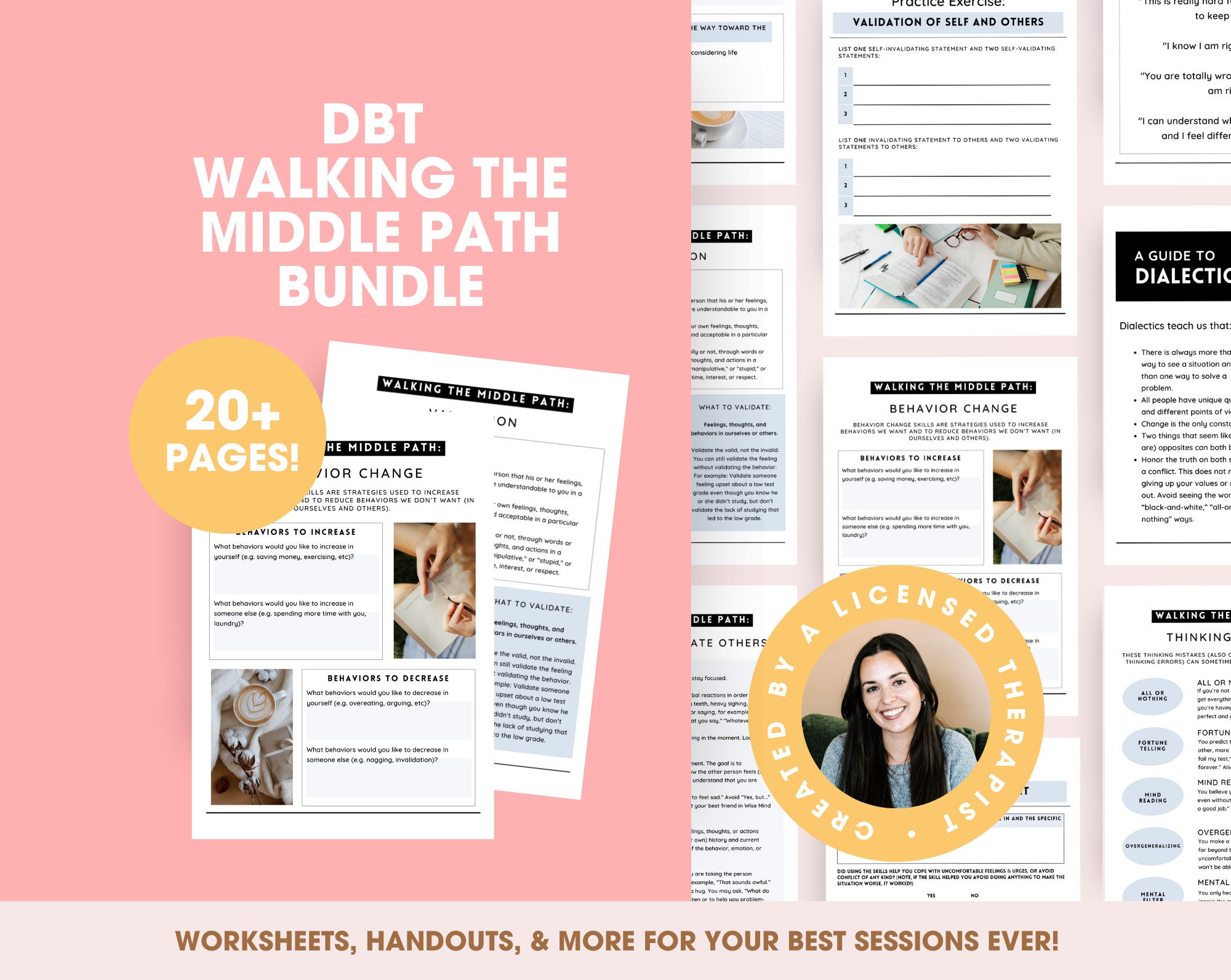 DBT Bundle: Walking the Middle Path Worksheets & Handouts, DBT Skills ...