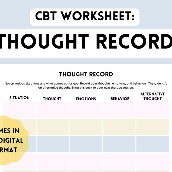 Cbt Thought Record - Etsy