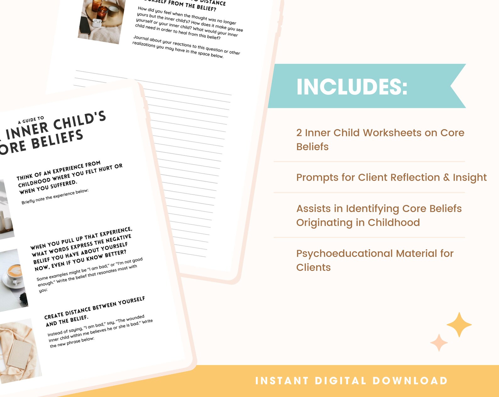 Inner Child Worksheet on Core Beliefs Inner Child Healing Shadow Work ...