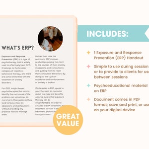 OCD & ERP Handout OCD Worksheet for Therapists, Counselors, Social ...