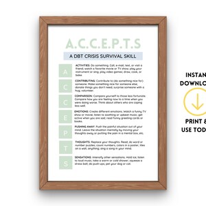 DBT Poster on DBT ACCEPTS Therapist Office Decor, Counselor Office Sign ...