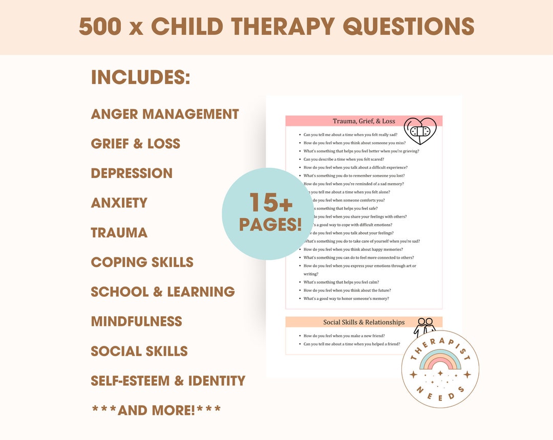 Child Therapy Session Questions: 500 Kid Therapy Questions, Anxiety ...