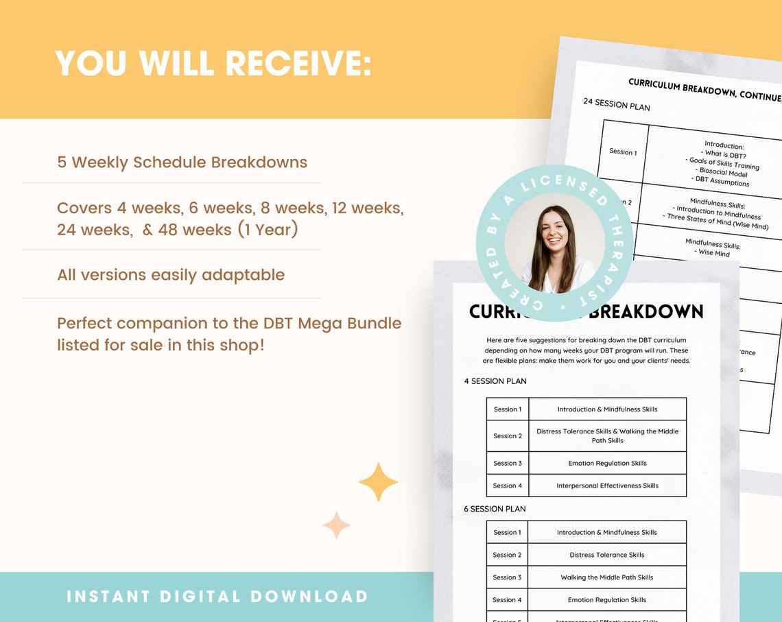 DBT Skills Curriculum Weekly Schedule DBT Therapy Worksheets, DBT ...