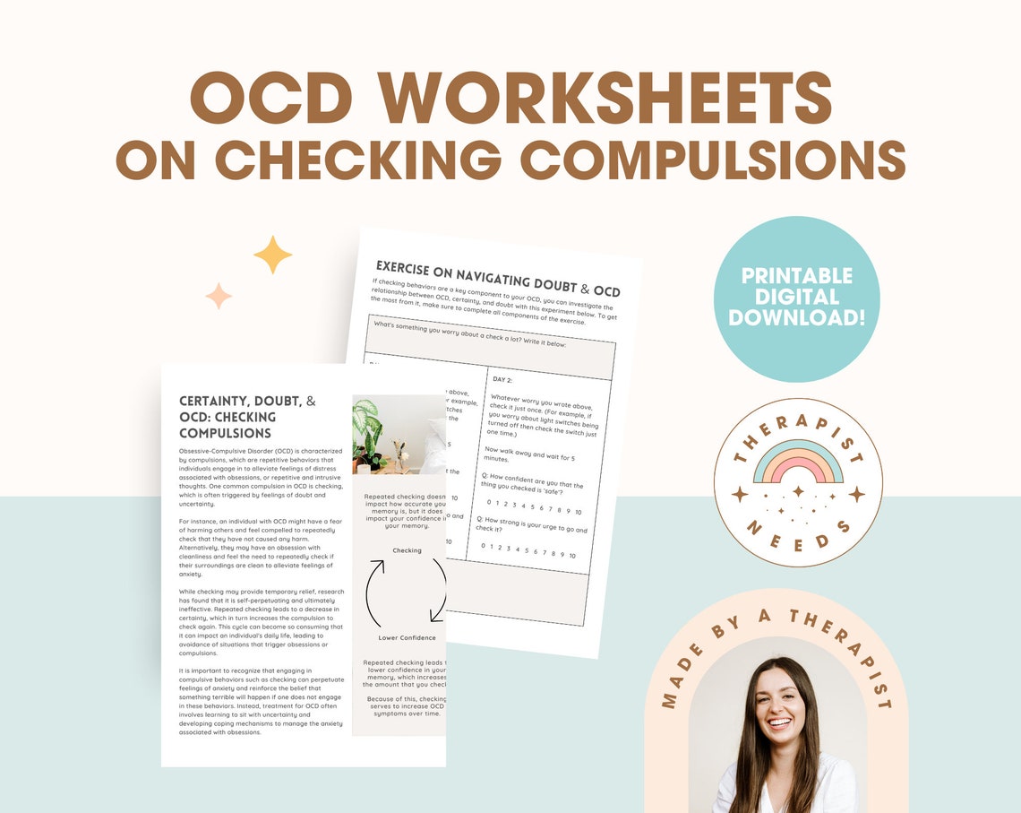 OCD Therapy Worksheets, OCD Handout for Therapists, Counselors, Social ...