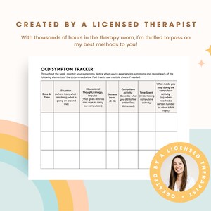 OCD Symptom Tracker | OCD Worksheet for Therapists, Counselors, Social ...