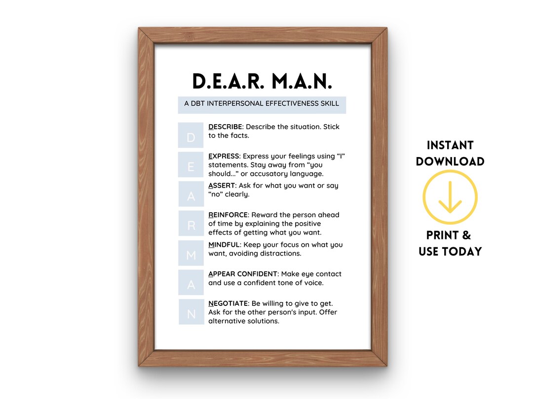 DBT Poster: DEAR MAN Therapist Office Decor, Counselor Office Sign ...