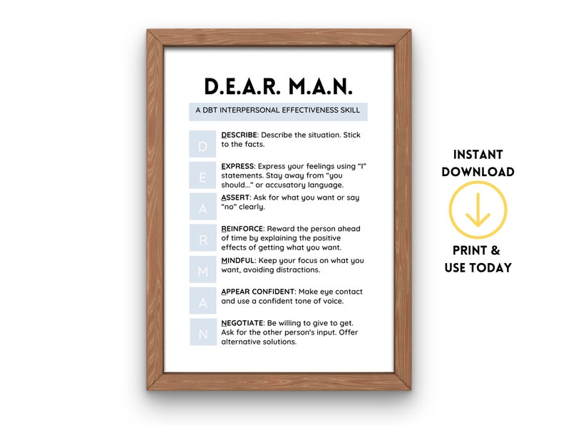 DBT Poster: DEAR MAN Therapist Office Decor, Counselor Office Sign ...