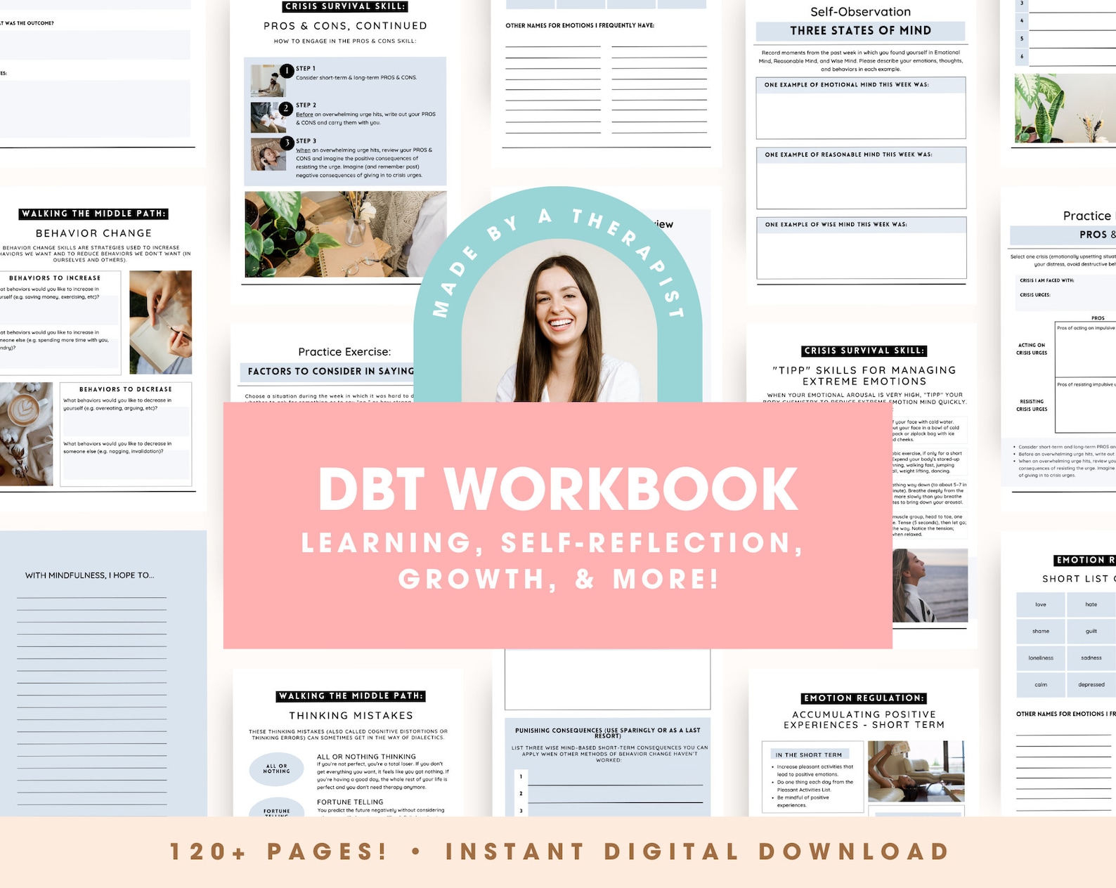 DBT Workbook Journal & Diary, DBT Worksheets, BPD Gift, Interpersonal ...
