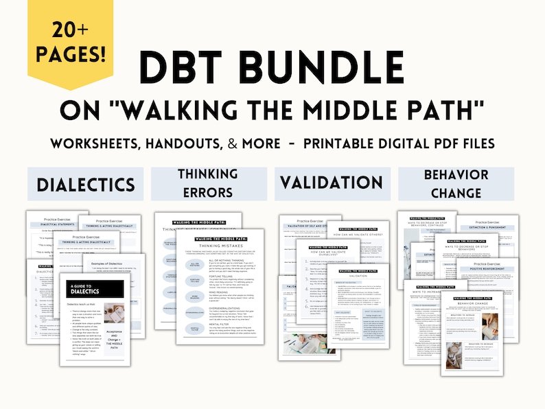 DBT Bundle: Walking the Middle Path Worksheets & Handouts - Etsy