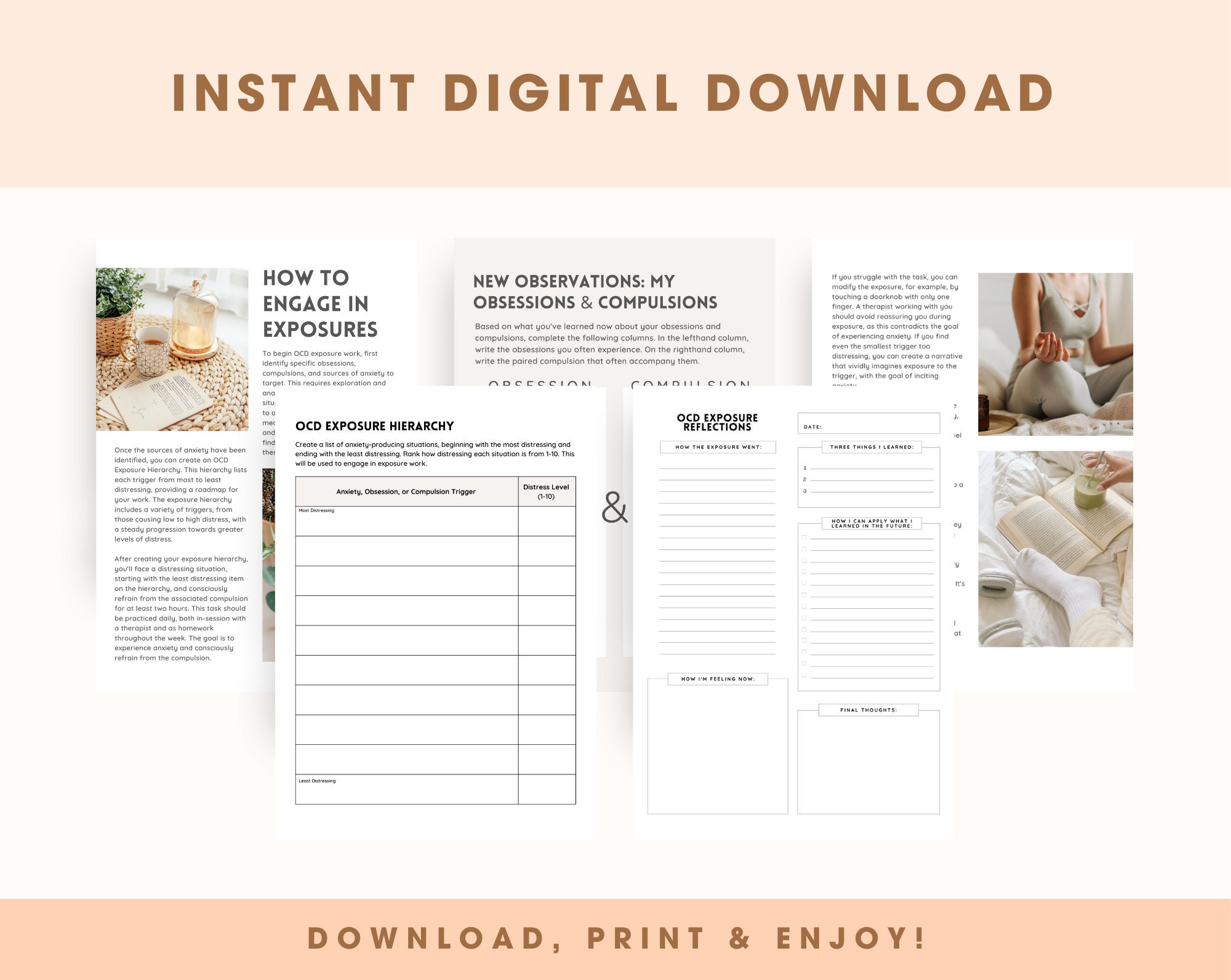 OCD Exposure Therapy Worksheets Bundle Exposure and Response Prevention ...