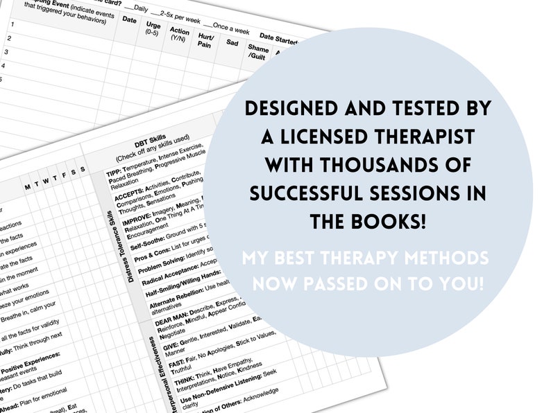DBT Diary Card DBT Skills Tracker Therapy Worksheets & - Etsy