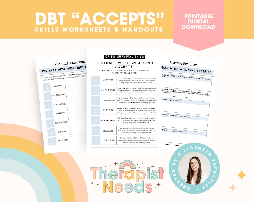 DBT ACCEPTS Skill Training Worksheets & Handouts, DBT Skills Curriculum ...