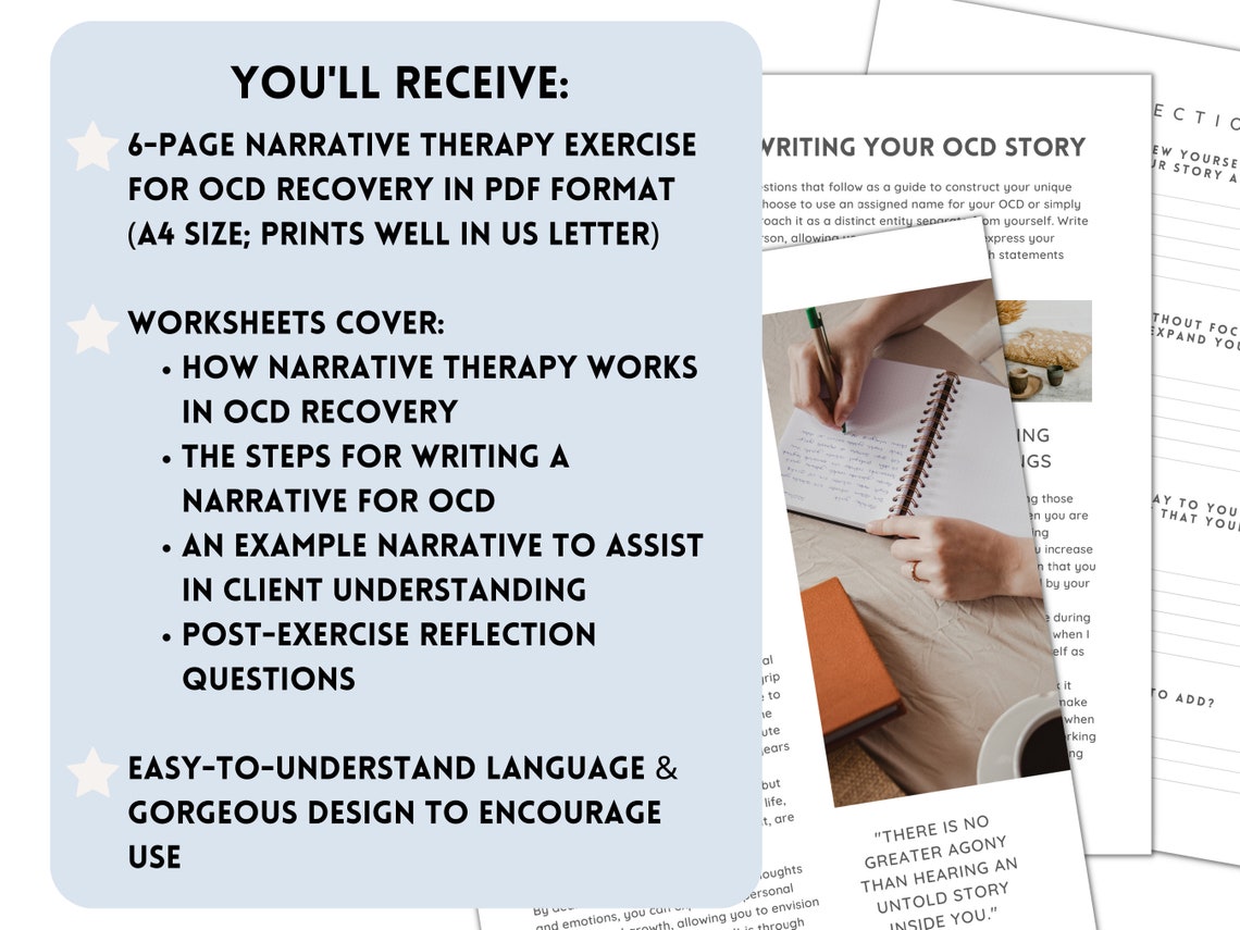 Narrative Therapy for OCD Exercise OCD Worksheets for - Etsy
