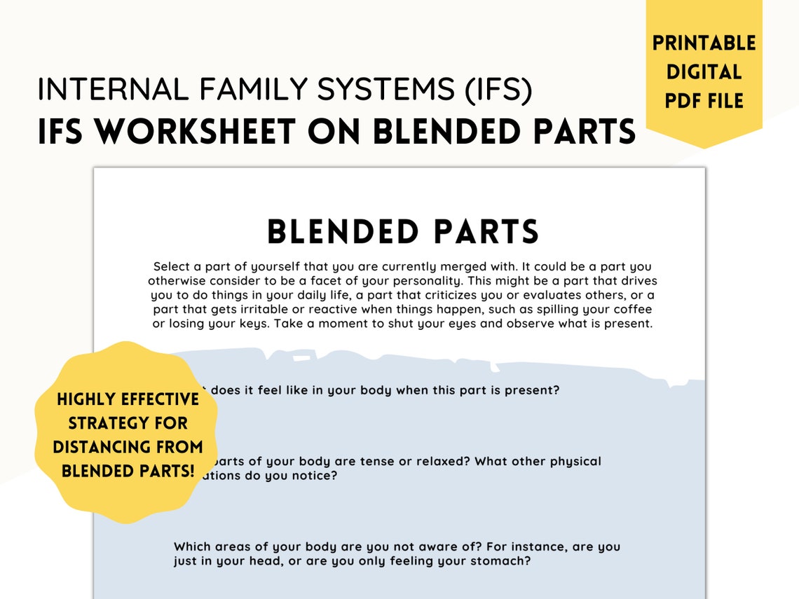 IFS Parts Worksheet on Blended Parts Internal Family Systems - Etsy
