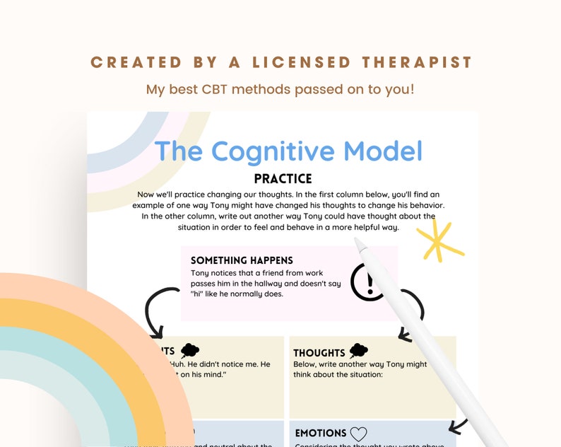 CBT Worksheets Therapy Tools for Teens and Adults, Counseling Handout ...