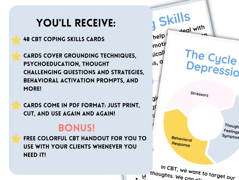 CBT Coping Cards CBT Interventions for Teens and Adults CBT - Etsy