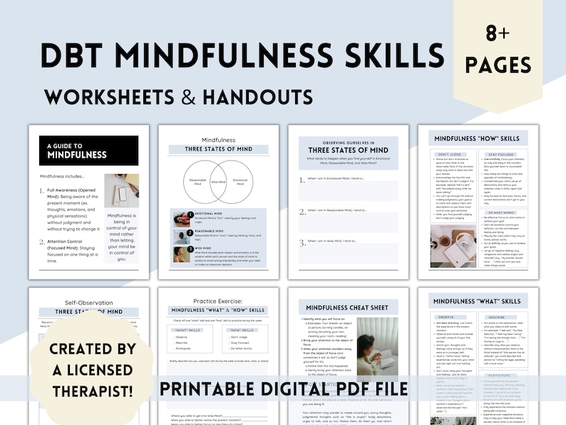 DBT Skills Training Worksheets & Handouts: Mindfulness DBT - Etsy