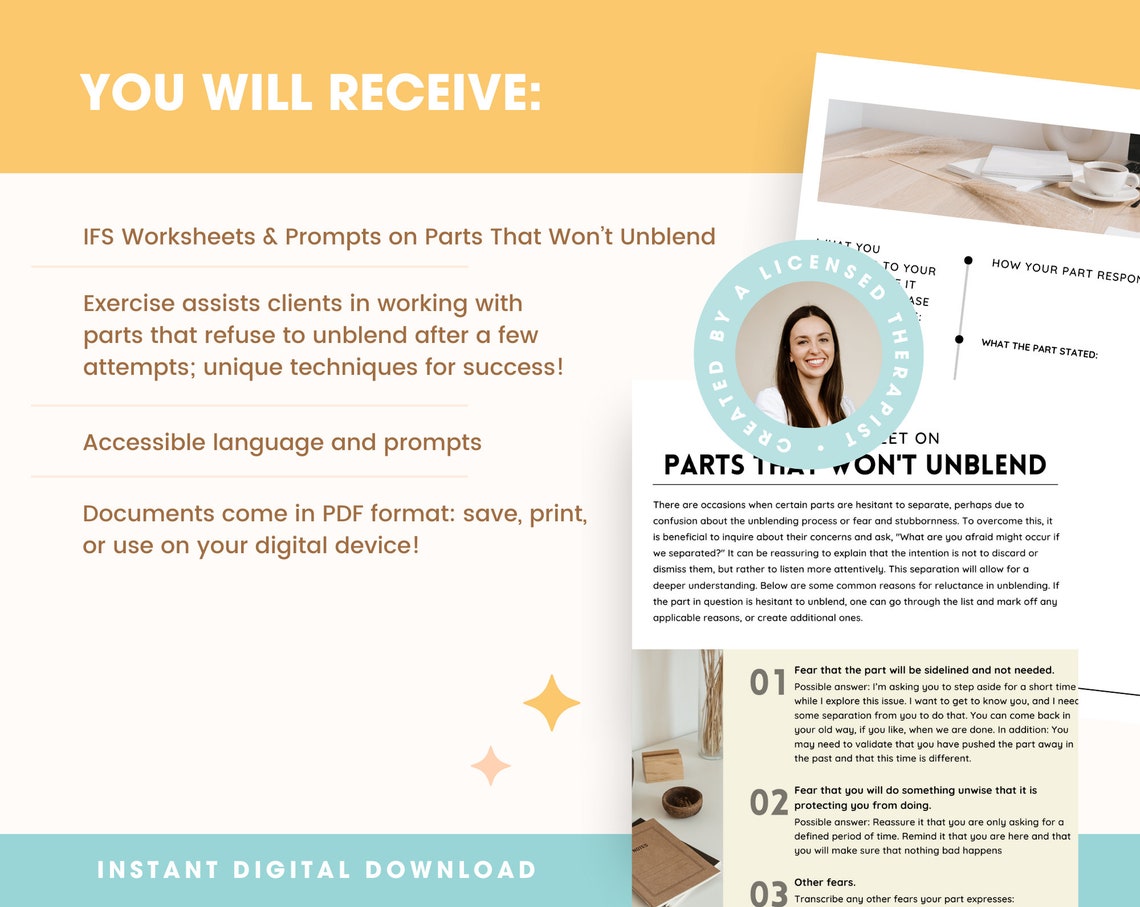 IFS Parts Worksheet on Unblending Parts, Internal Family Systems ...