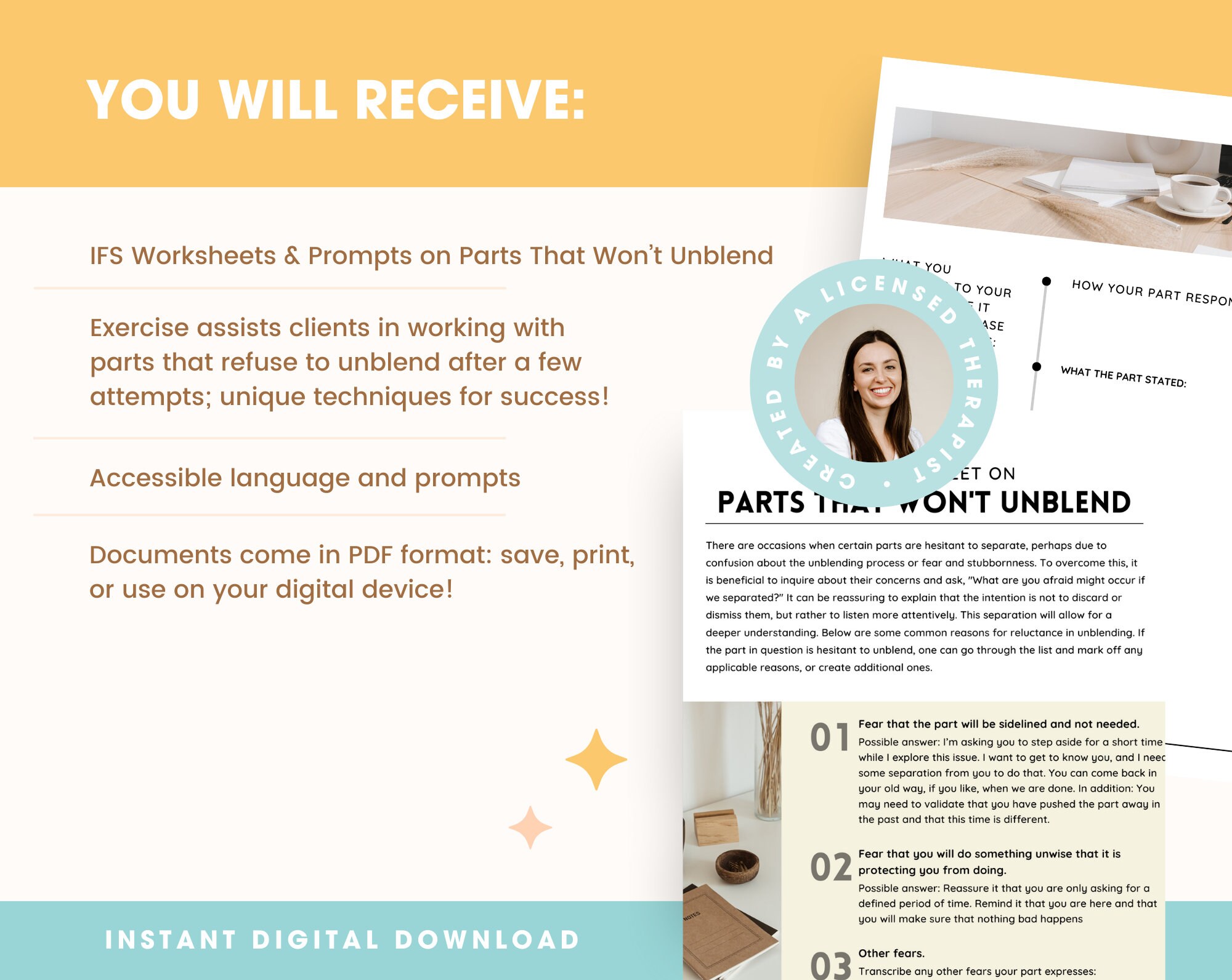 IFS Parts Worksheet on Unblending Parts, Internal Family Systems ...