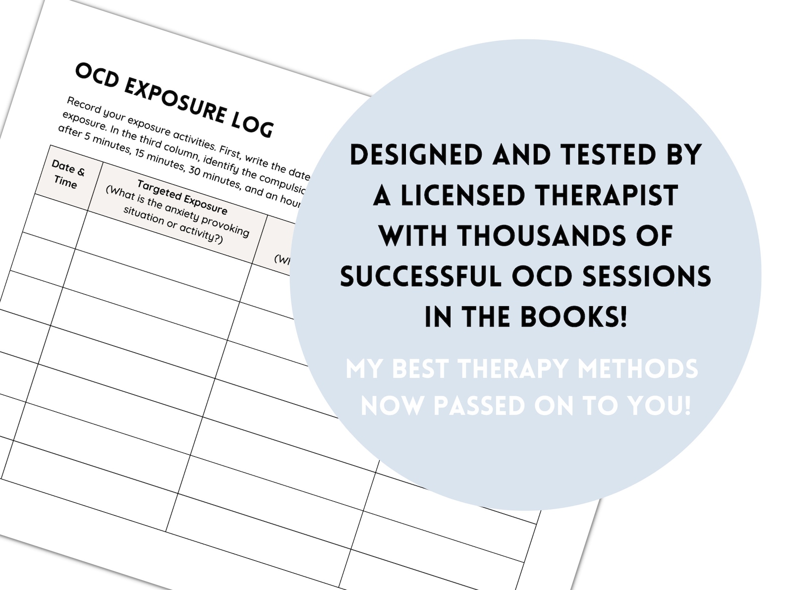 OCD Exposures Log Tracker OCD Worksheet for Therapists, Counselors ...