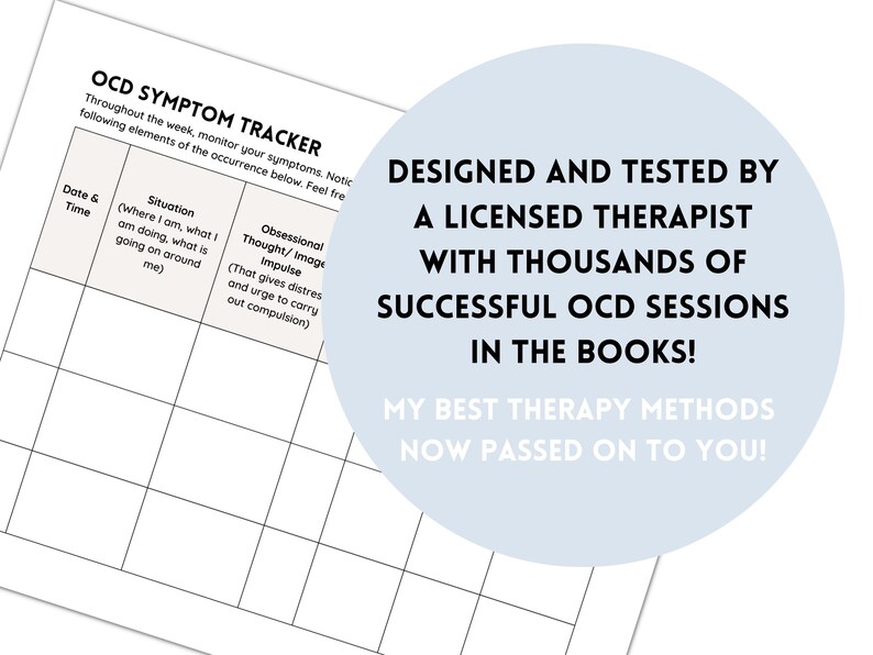 OCD Symptom Tracker OCD Worksheet for Therapists, Counselors, Social ...