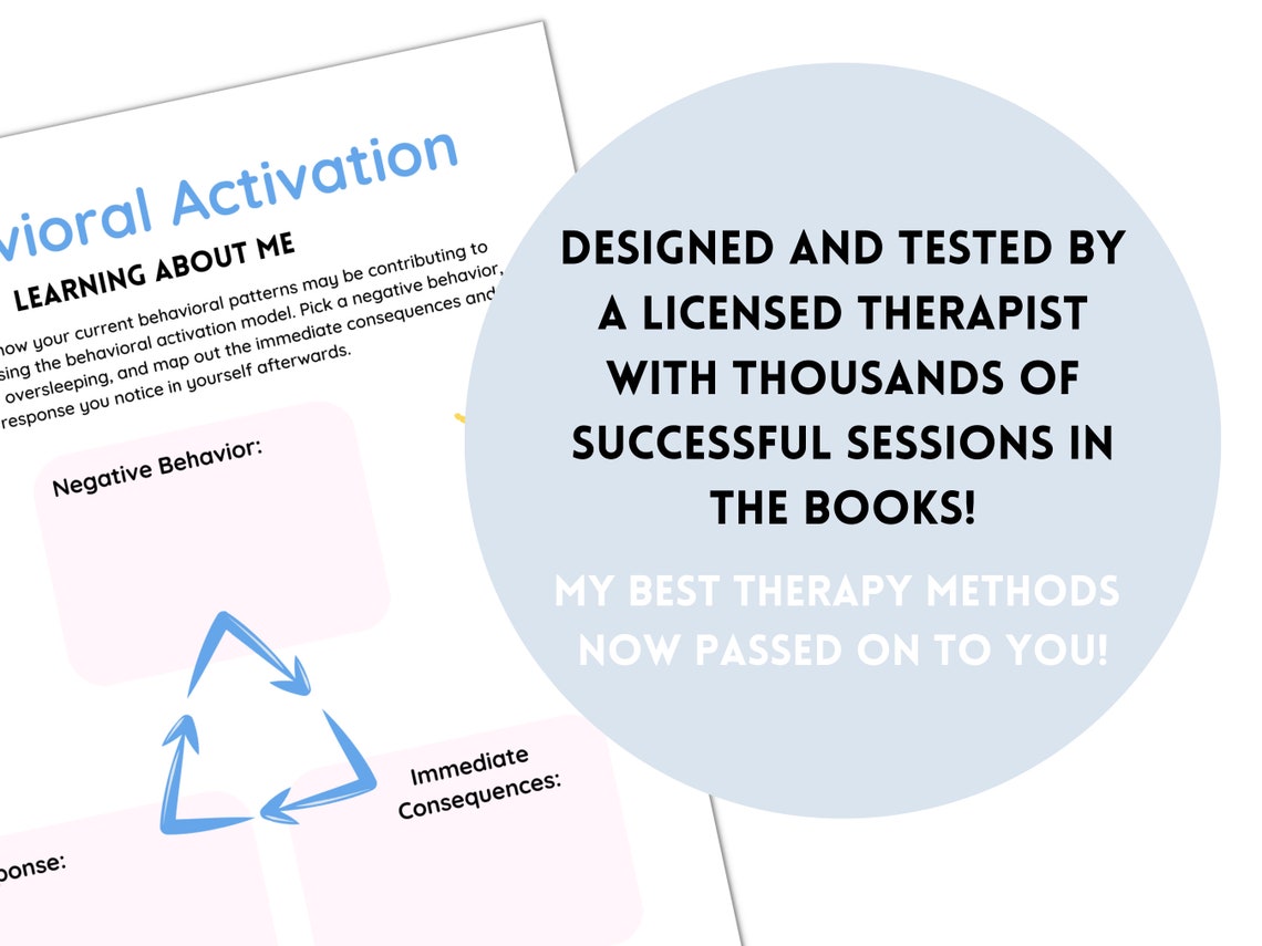 CBT Worksheets: Behavioral Activation Cognitive Behavioral - Etsy