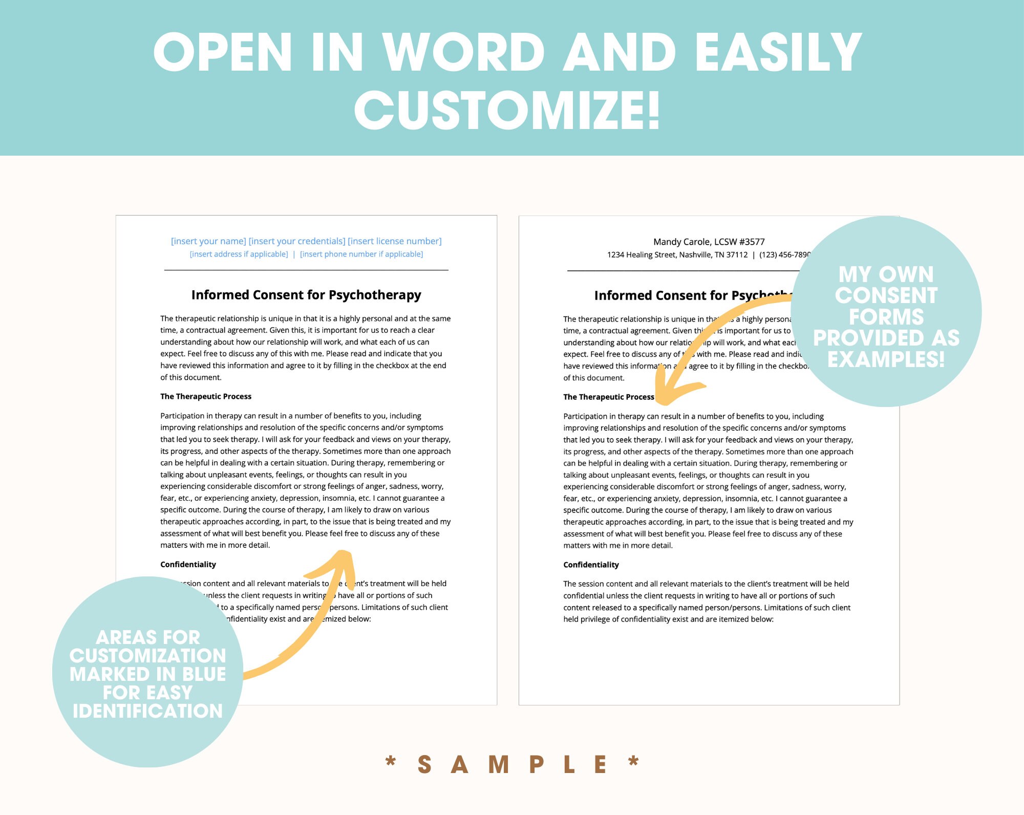 Informed Consent Form for Therapists, Counselors, Psychotherapists ...