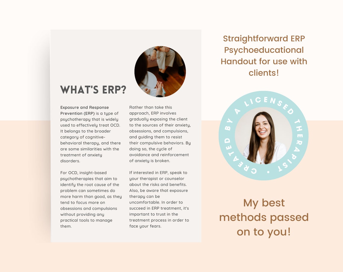 OCD & ERP Handout OCD Worksheet for Therapists, Counselors, Social ...