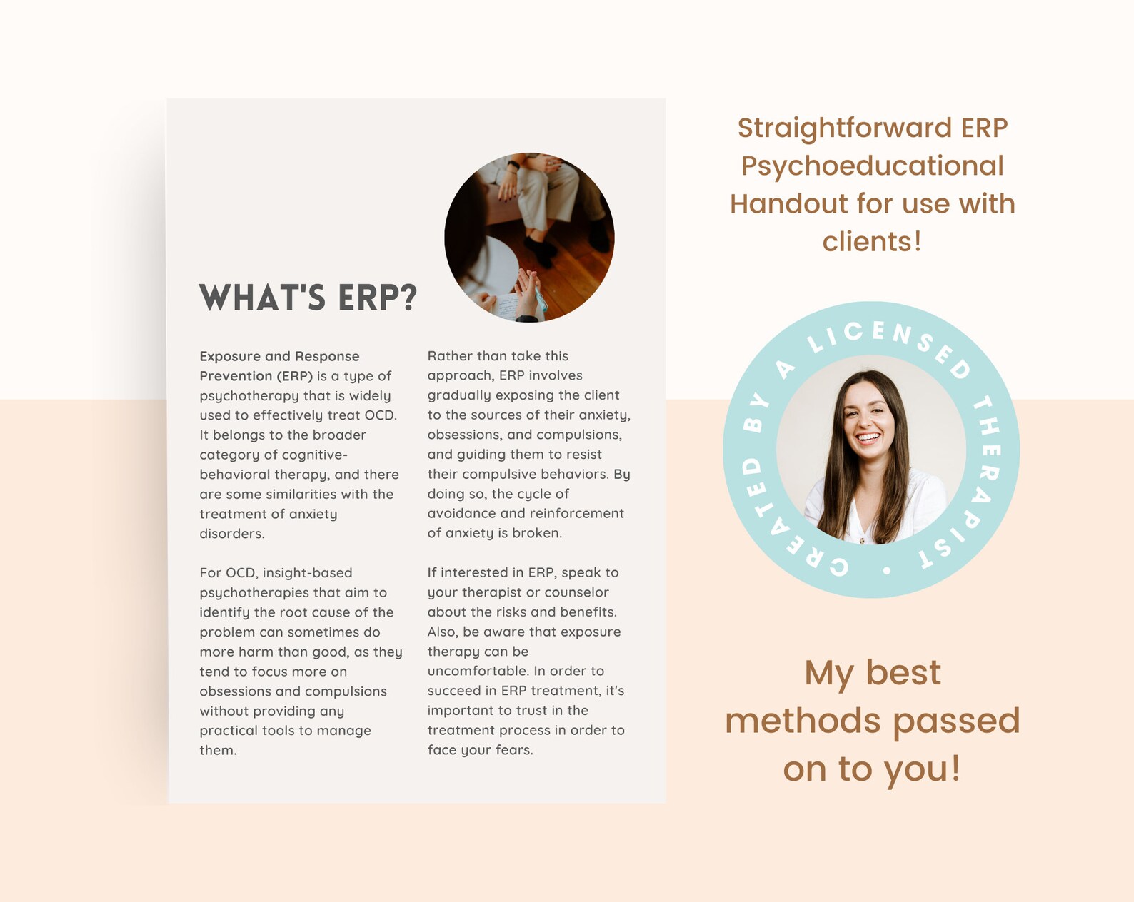 OCD & ERP Handout OCD Worksheet for Therapists, Counselors, Social ...