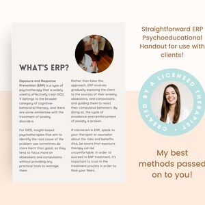 OCD & ERP Handout OCD Worksheet for Therapists, Counselors, Social ...