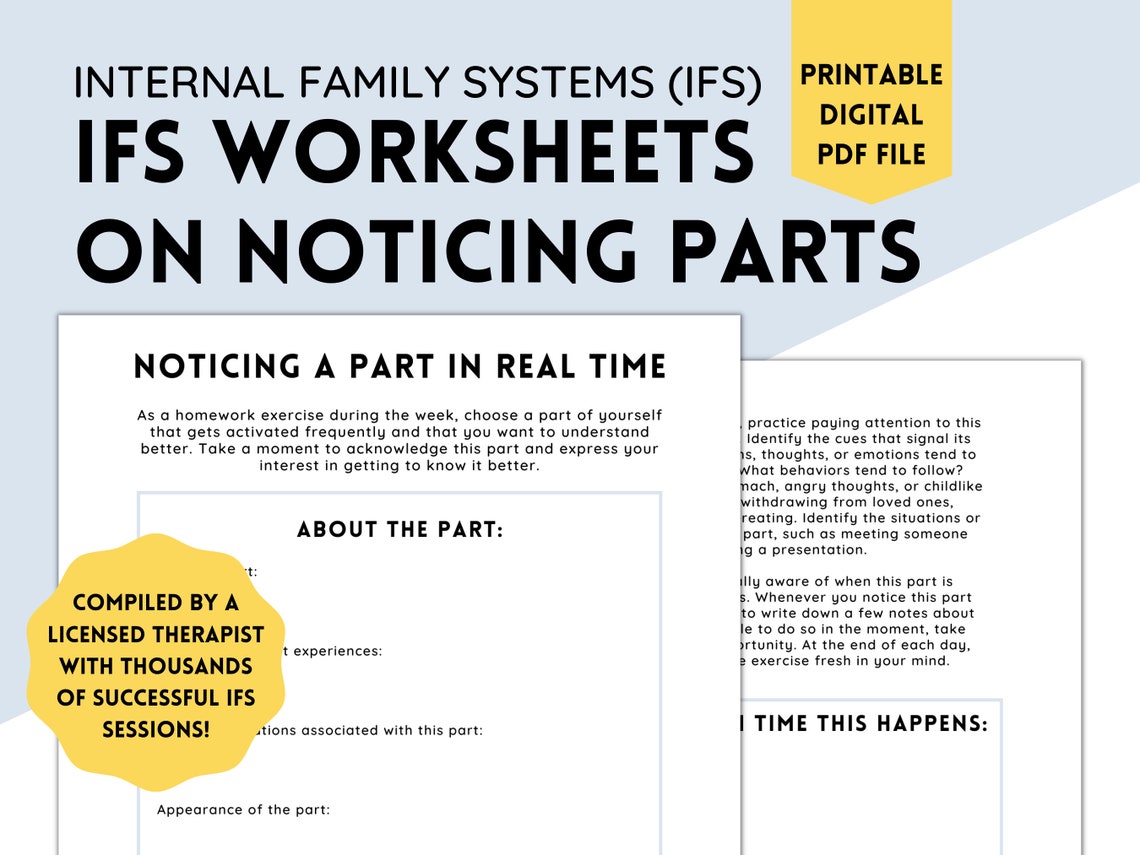 IFS Worksheets Parts Internal Family Systems Therapy - Etsy