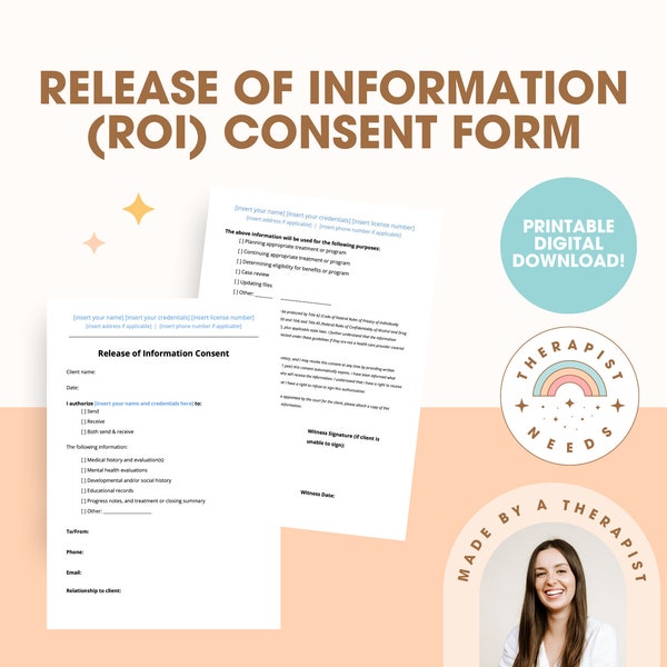 Therapist Consent Form Release - Etsy