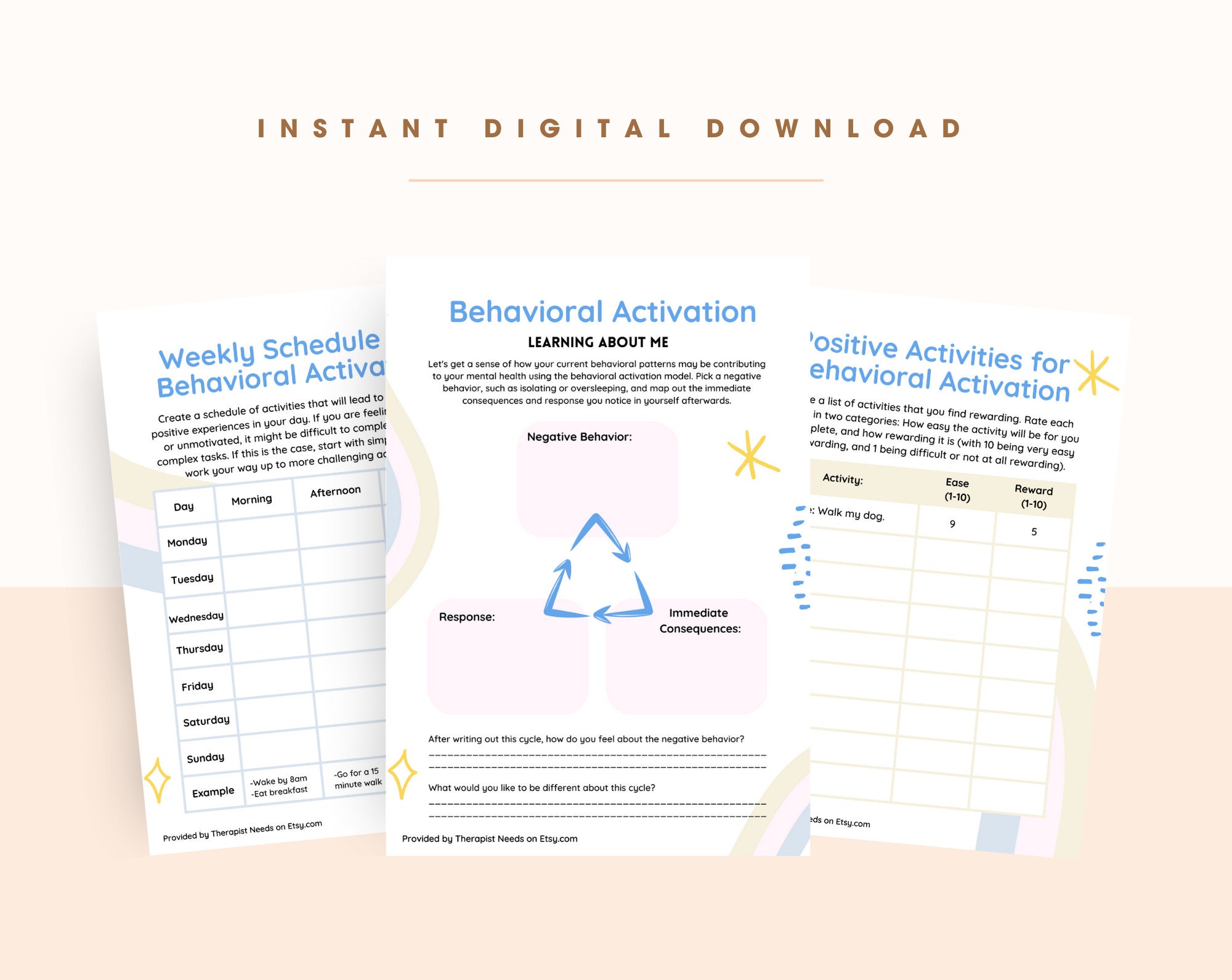 CBT Worksheets: Behavioral Activation Cognitive Behavioral Therapy for ...