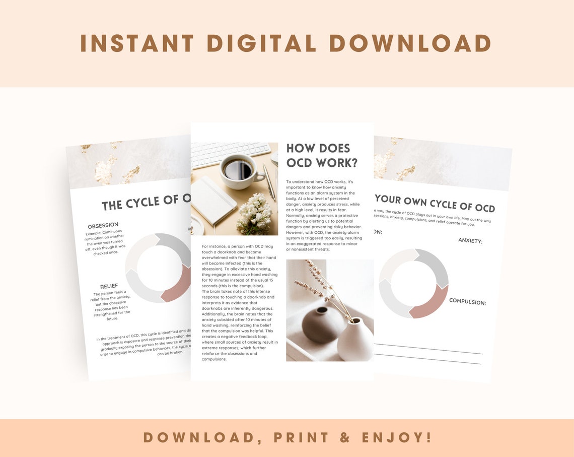 Cycle of OCD Therapy Worksheets OCD Handout for Therapists, Counselors ...