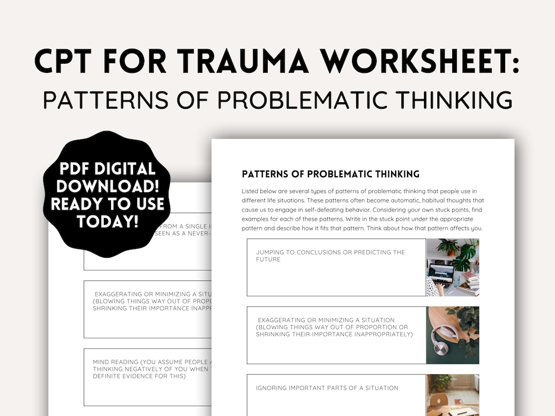 CPT for Trauma Worksheets & Handouts on Patterns of Problematic ...