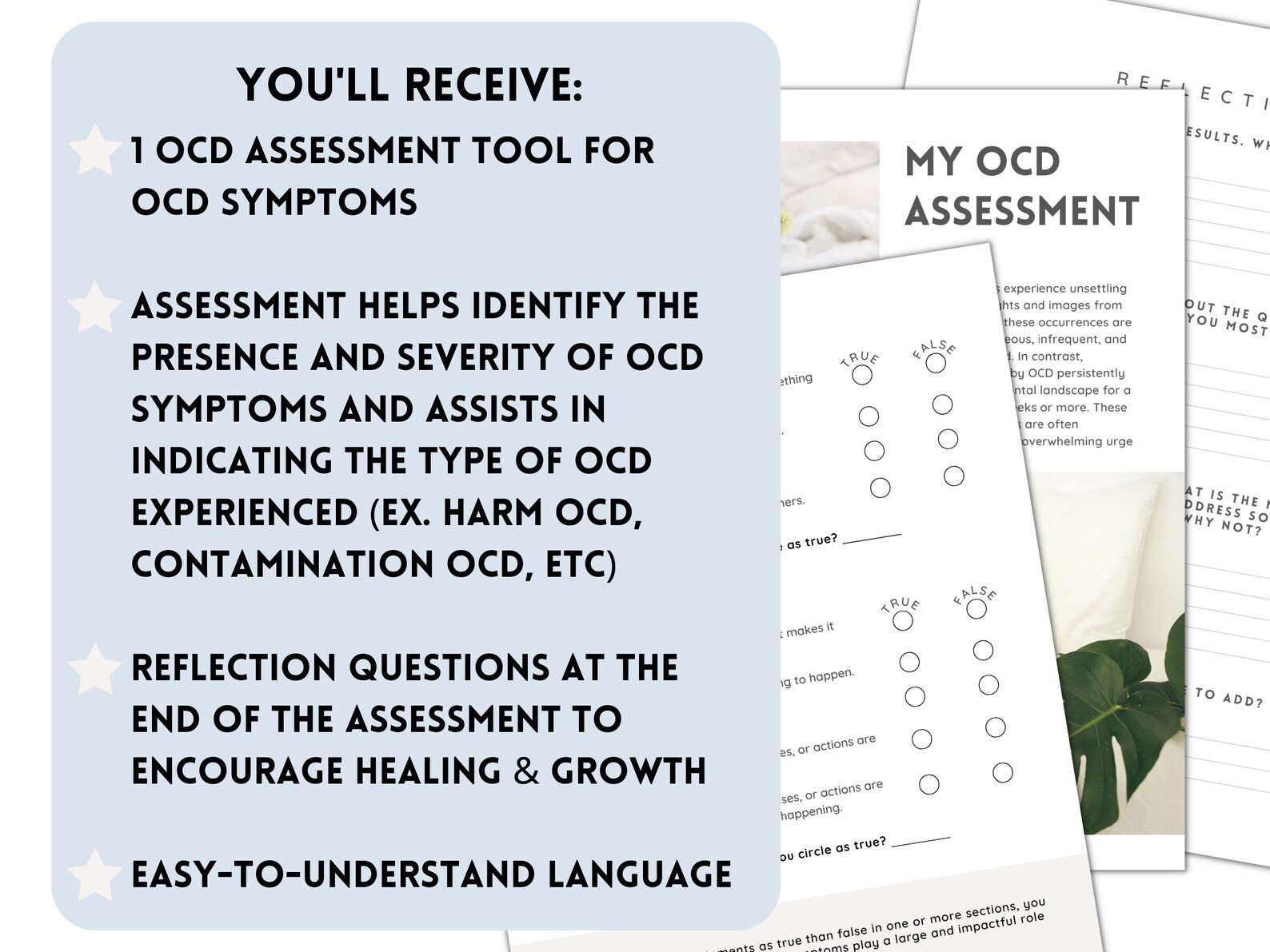 OCD Assessment Tool OCD Worksheet & Test With Answer Key for - Etsy