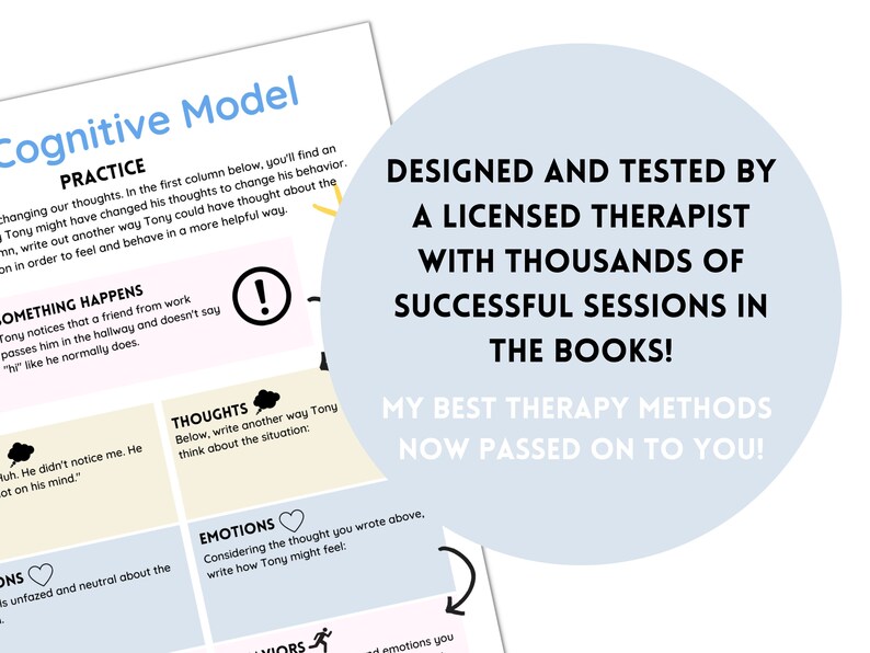 CBT Worksheets Therapy Tools for Teens and Adults Counseling - Etsy