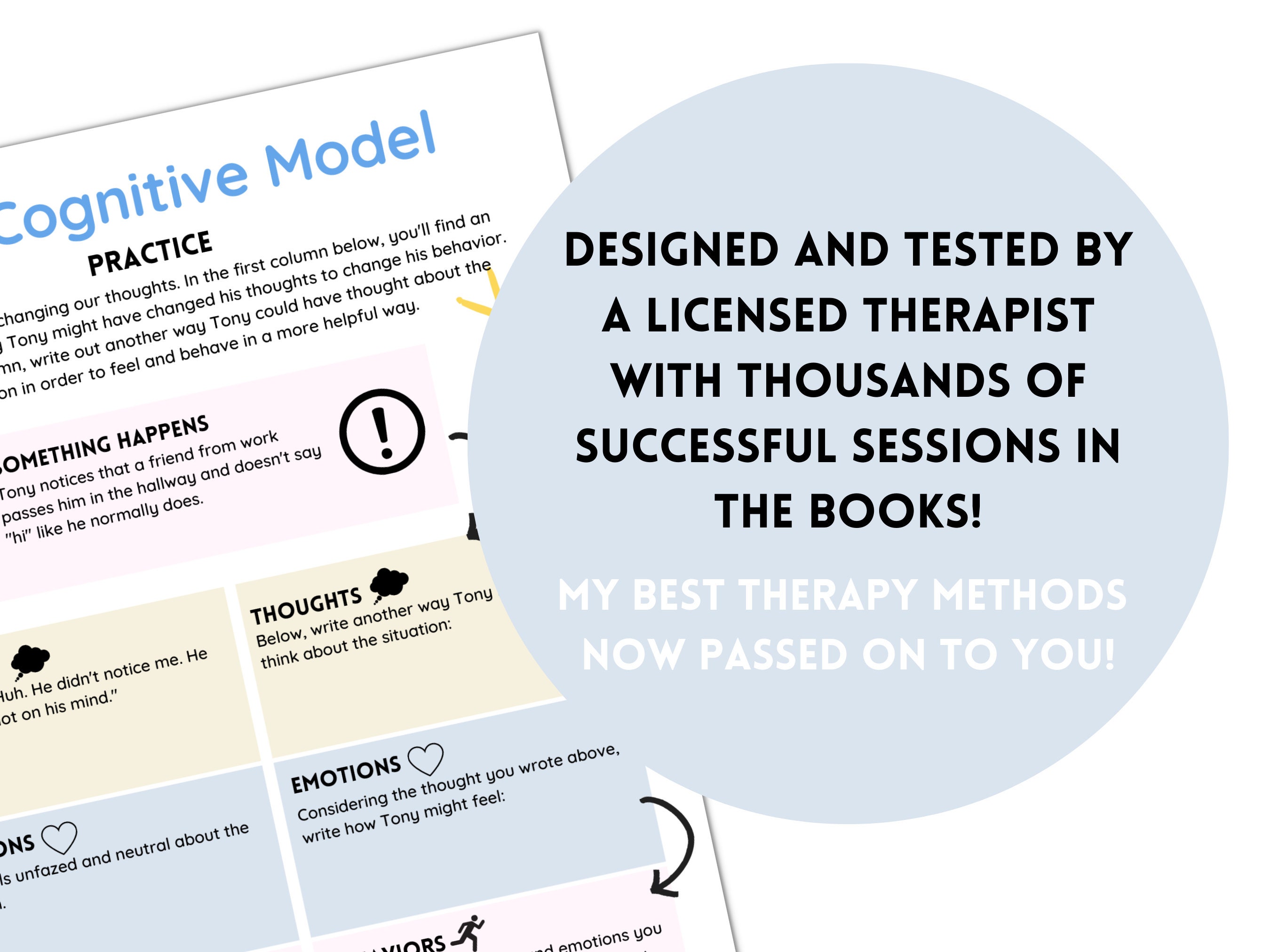 CBT Worksheets Therapy Tools for Teens and Adults Counseling - Etsy