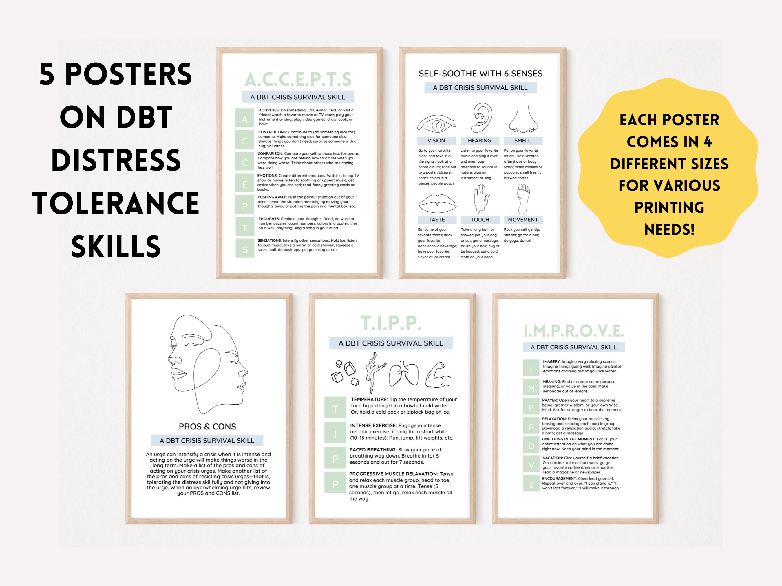 DBT Posters Bundle on Distress Tolerance Therapist Office Decor ...