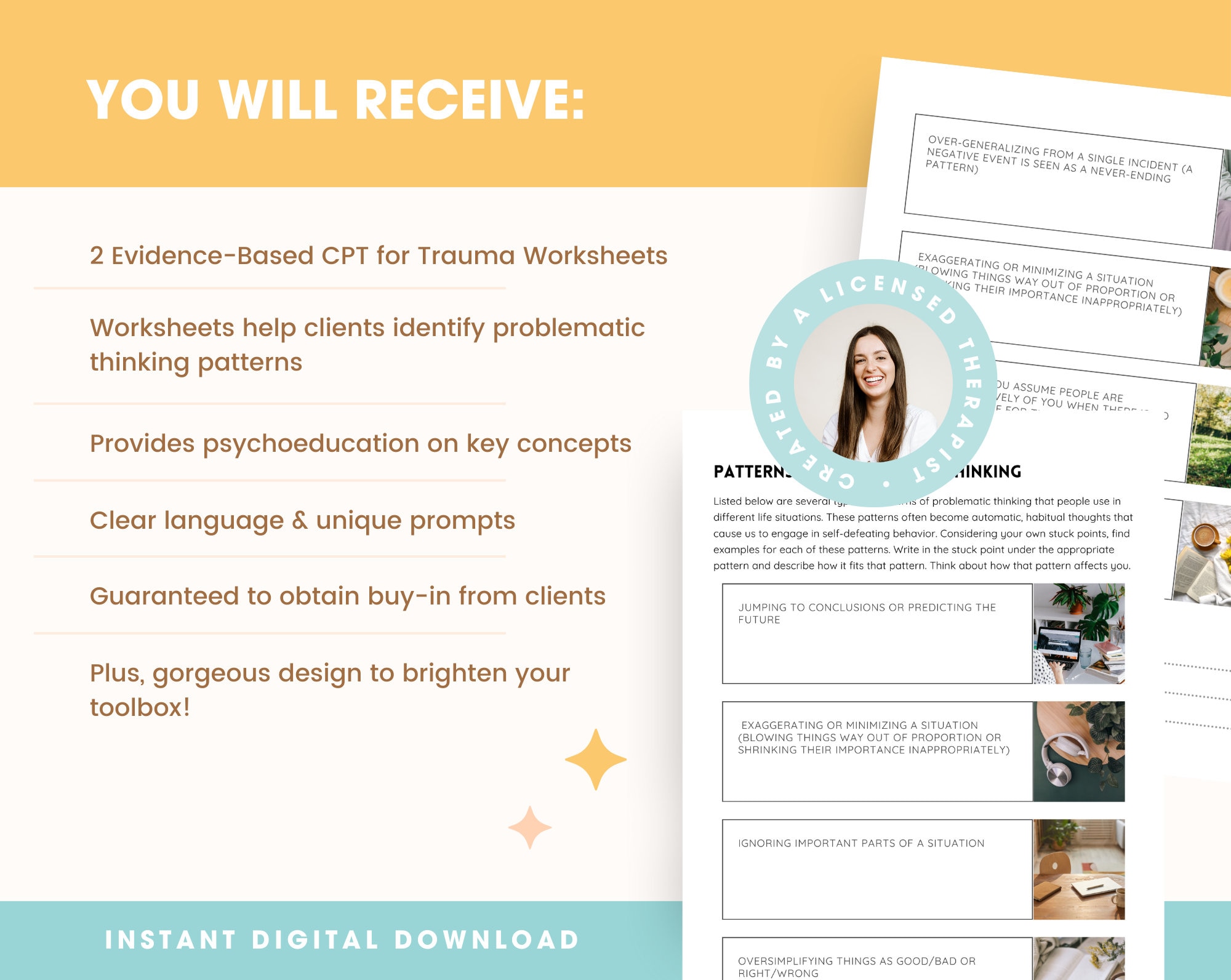 CPT for Trauma Worksheets & Handouts on Patterns of Problematic ...