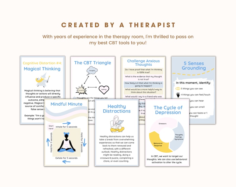 CBT Coping Cards CBT Interventions for Teens and Adults, CBT Anxiety ...