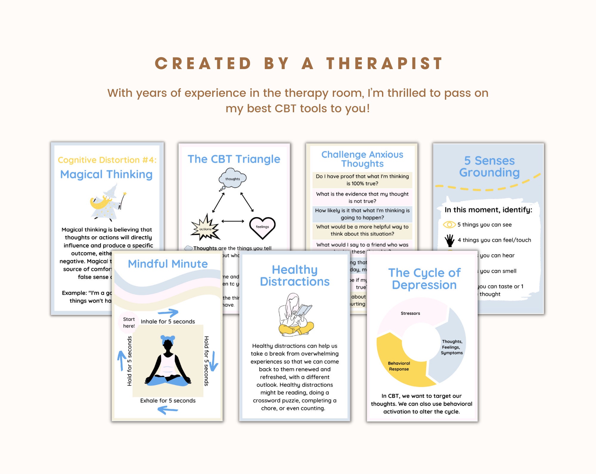 CBT Coping Cards CBT Interventions for Teens and Adults, CBT Anxiety ...