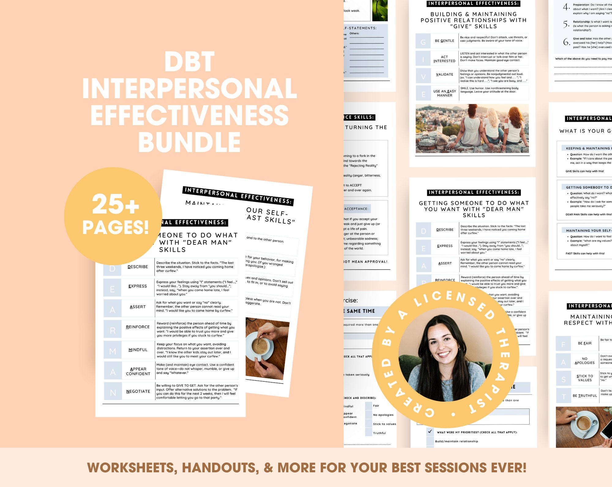 DBT Bundle: Interpersonal Effectiveness Worksheets & Handouts, DBT ...