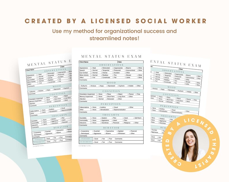 Mental Status Exam Templates, MSE Note Example for Therapy and Mental ...